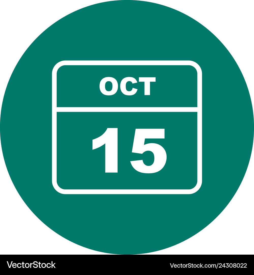 October 15th date on a single day calendar Vector Image