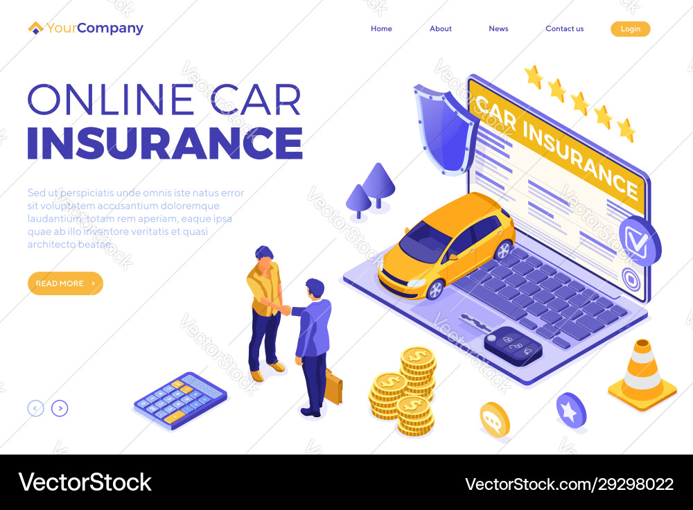 Online car insurance isometric concept Royalty Free Vector
