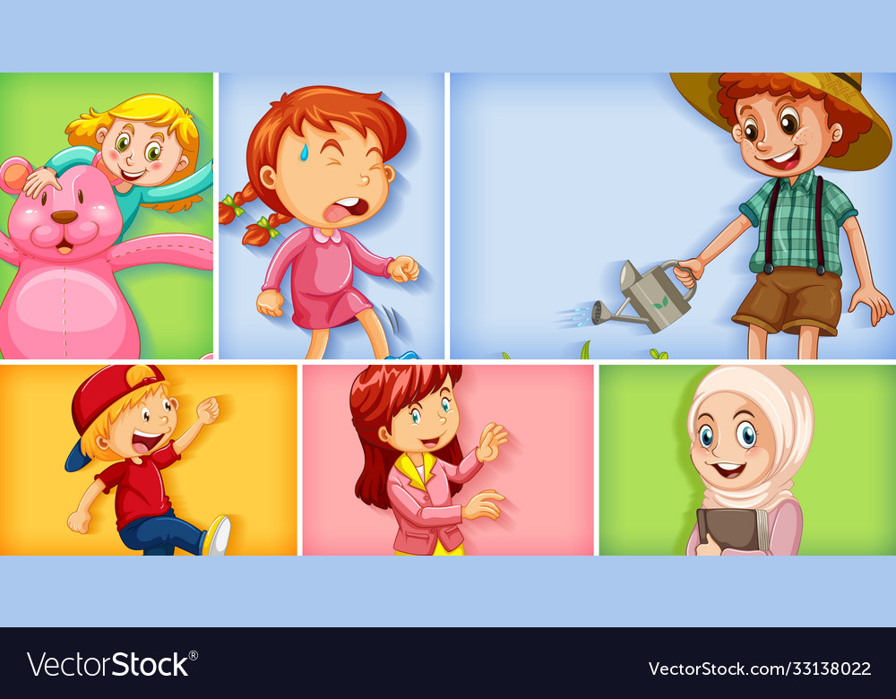 Set different kid characters Royalty Free Vector Image