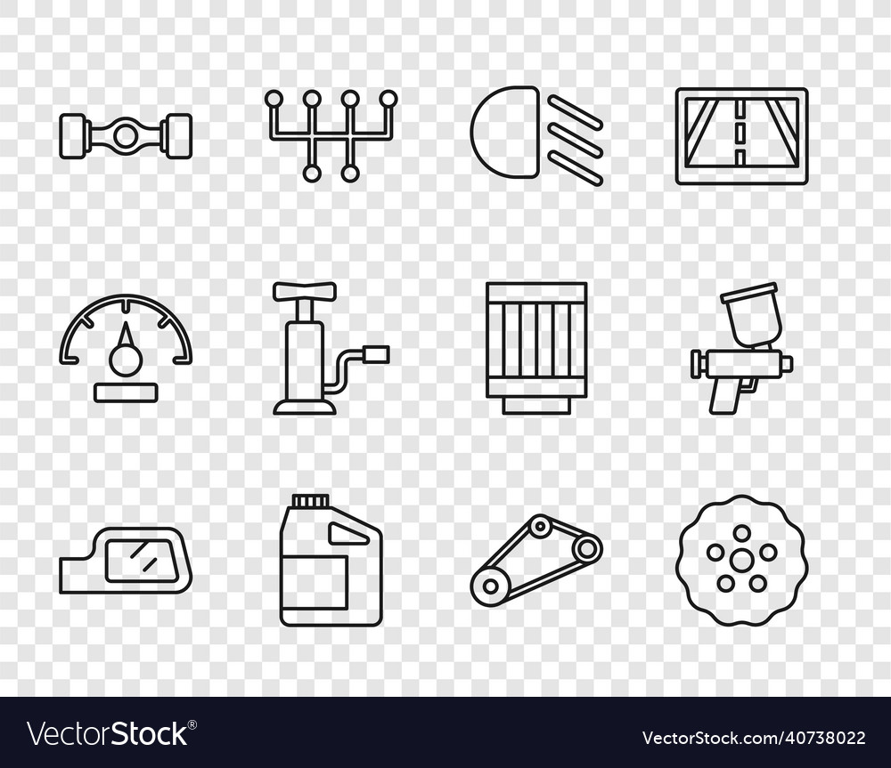 Set line car mirror gear high beam canister Vector Image Set line car mirror gear high beam canister Vector Image