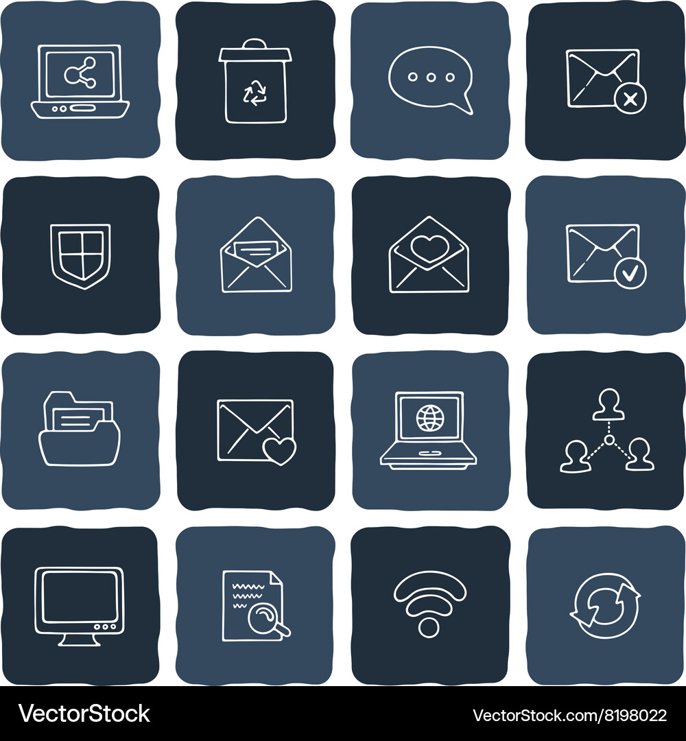 Set of doodle web computer and drawing icons Vector Image