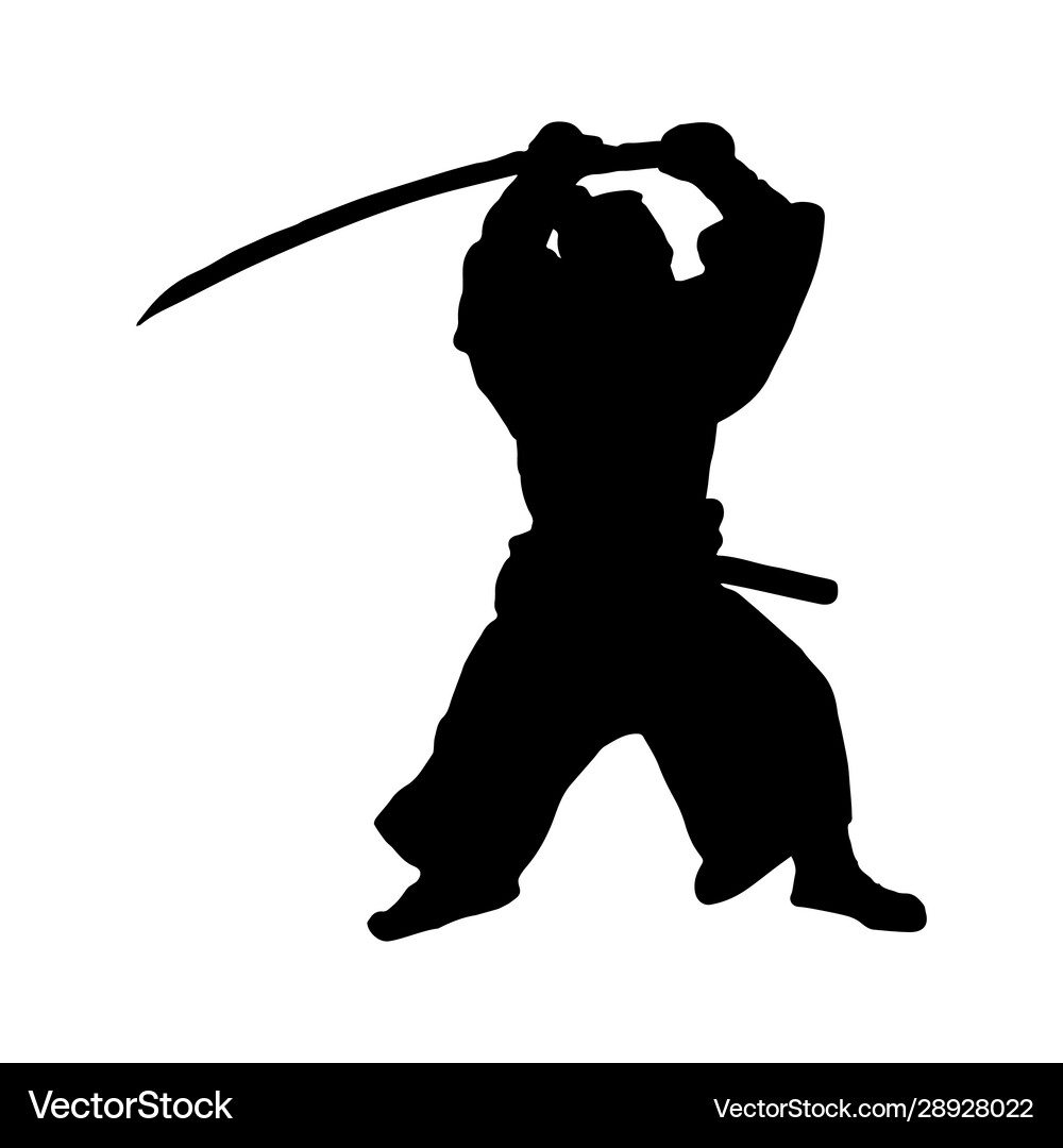 Simple contour silhouette a japanese samurai Vector Image