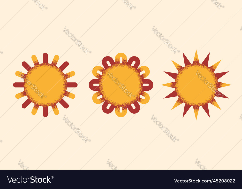 Three sun shapes set2 Royalty Free Vector Image