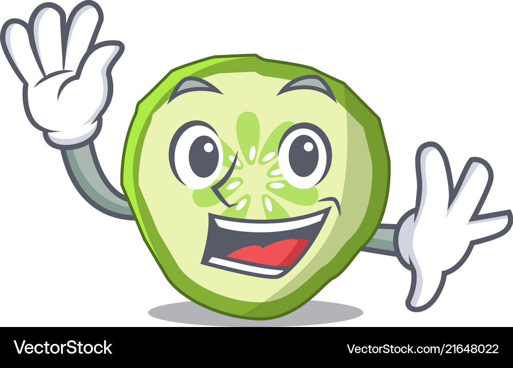 Waving sliced cucumber hamburger ingredient Vector Image