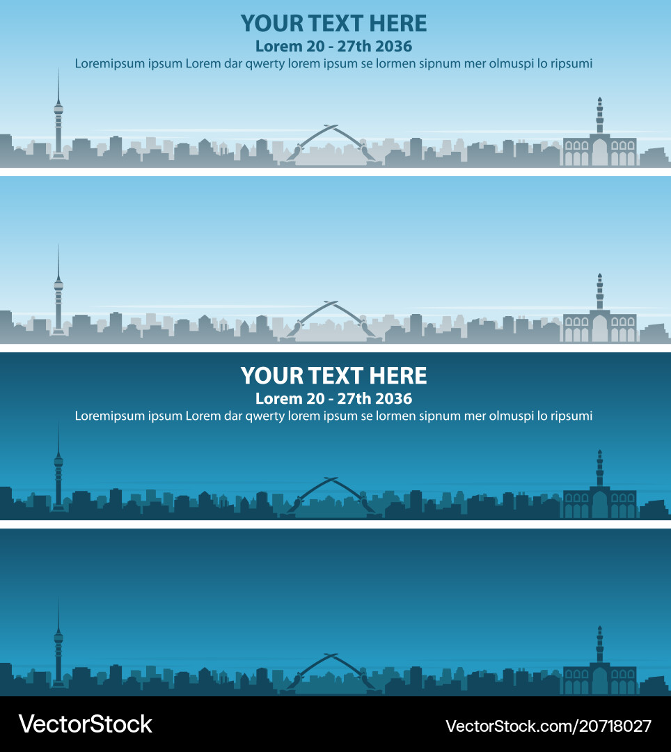 Baghdad skyline event banner Royalty Free Vector Image
