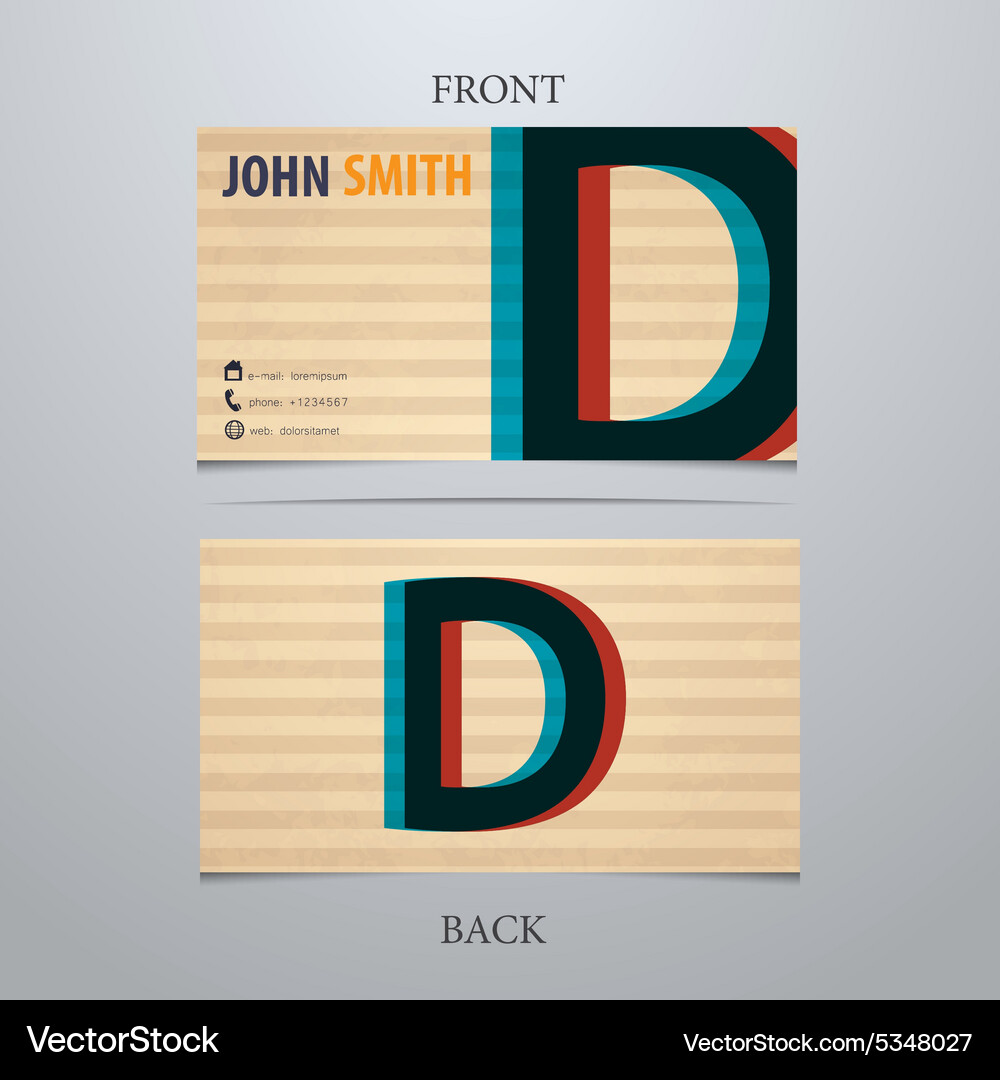 Business card template letter d Royalty Free Vector Image