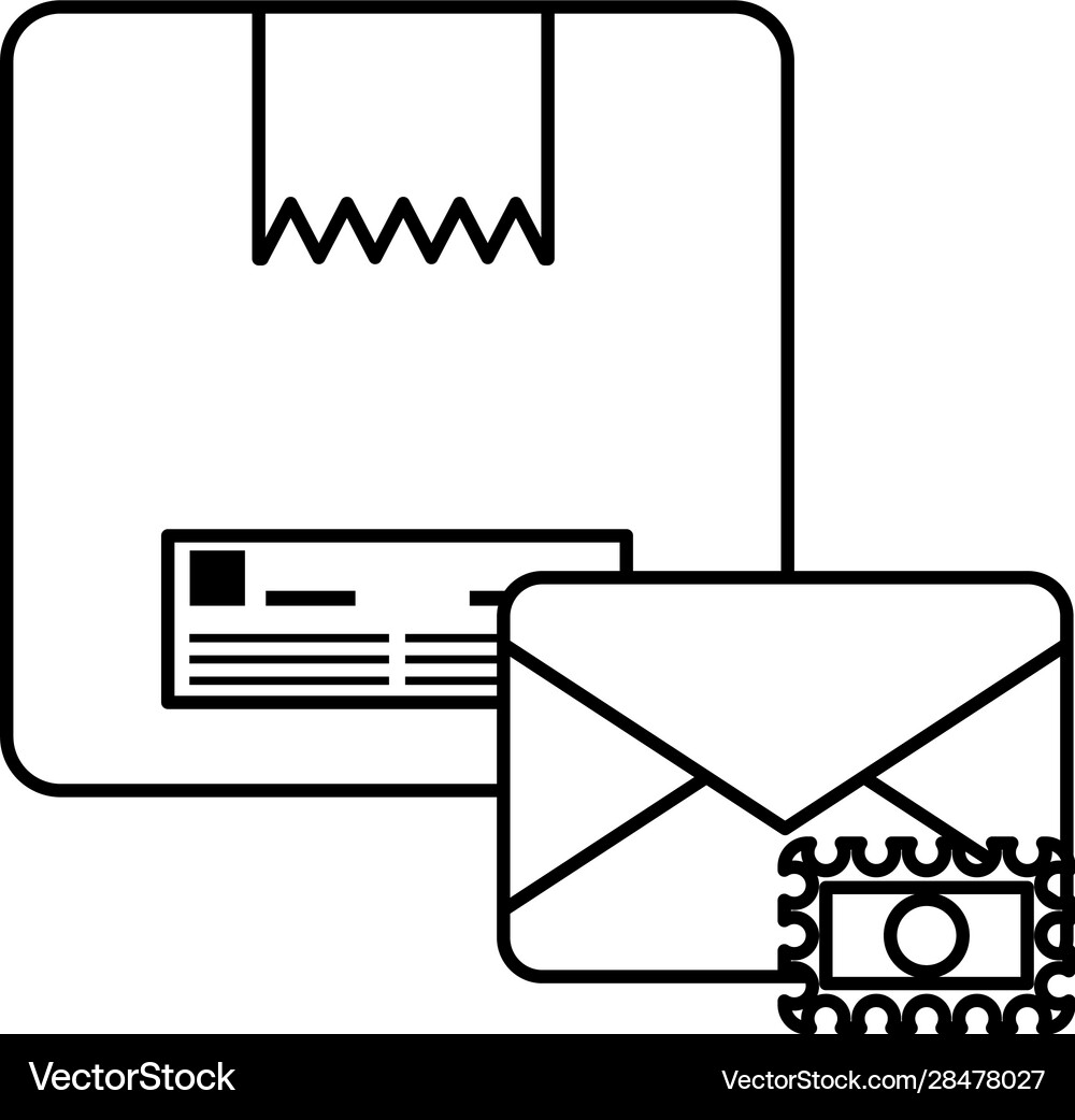 Cart with box carton postal service Royalty Free Vector