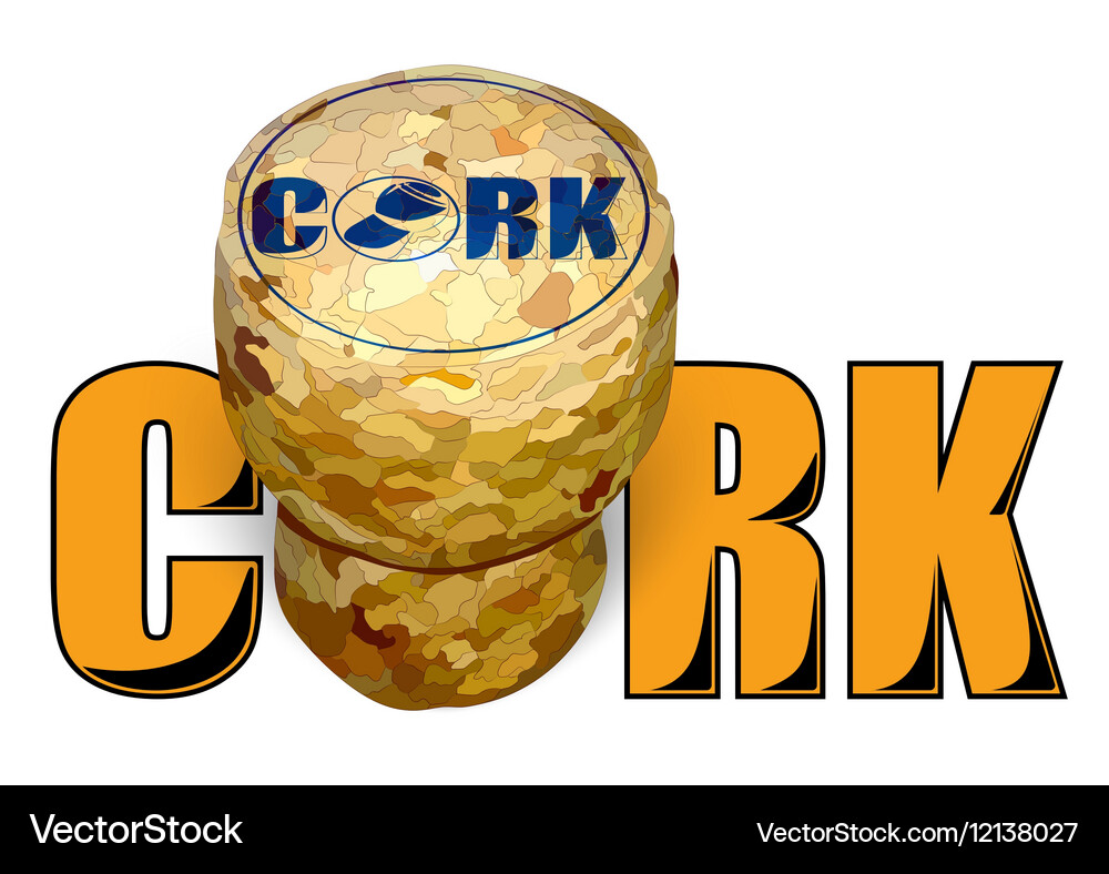Champagne cork upright on a black circle logo Vector Image