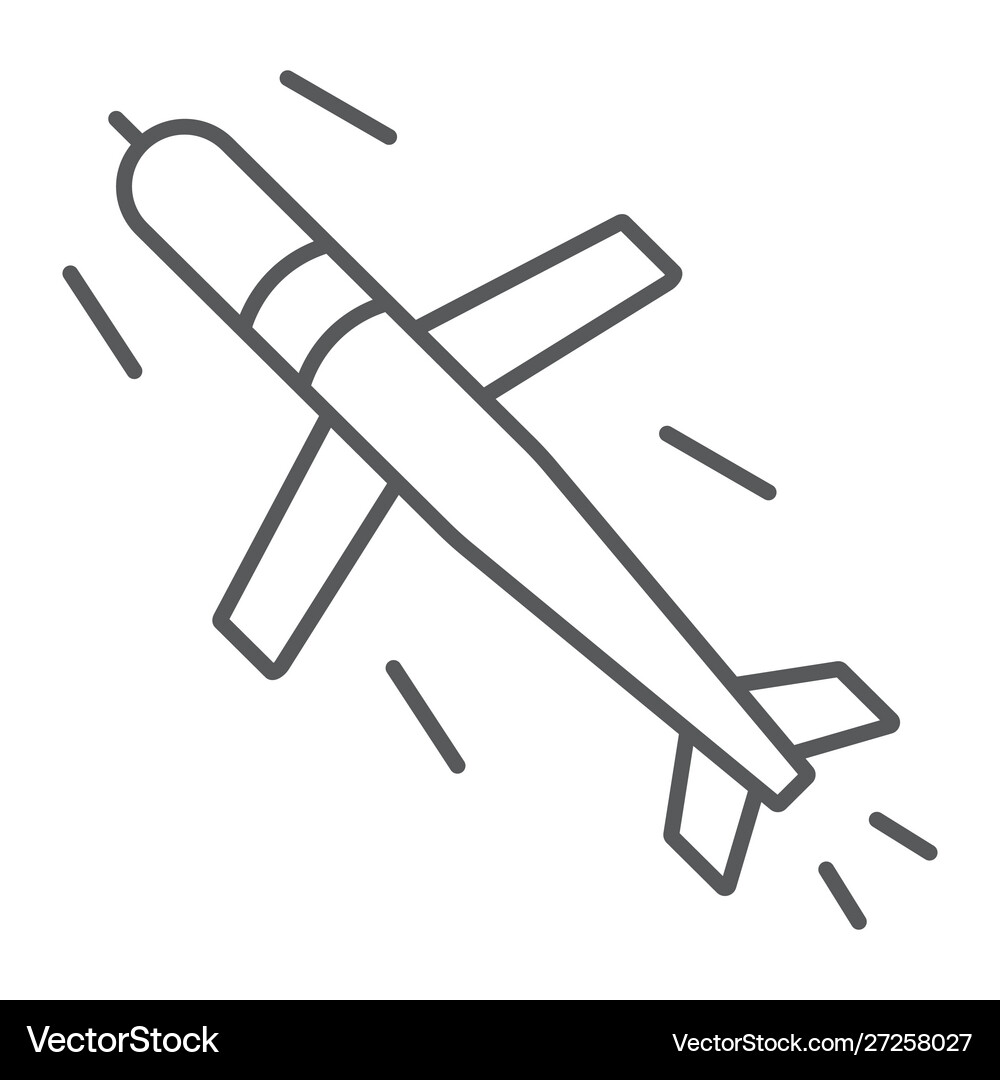 Cruise missile thin line icon army and force Vector Image