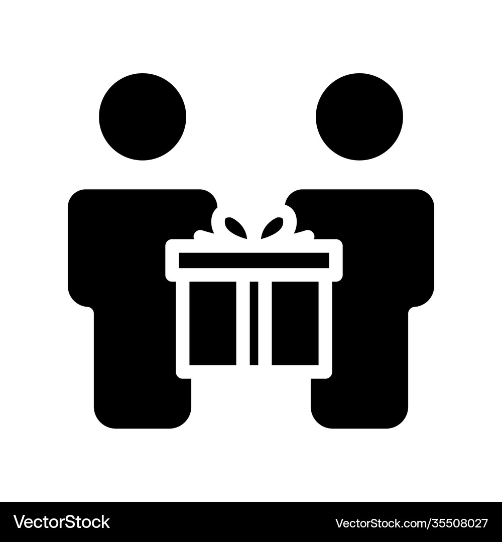 Gift giving icon people icon and box simple Vector Image
