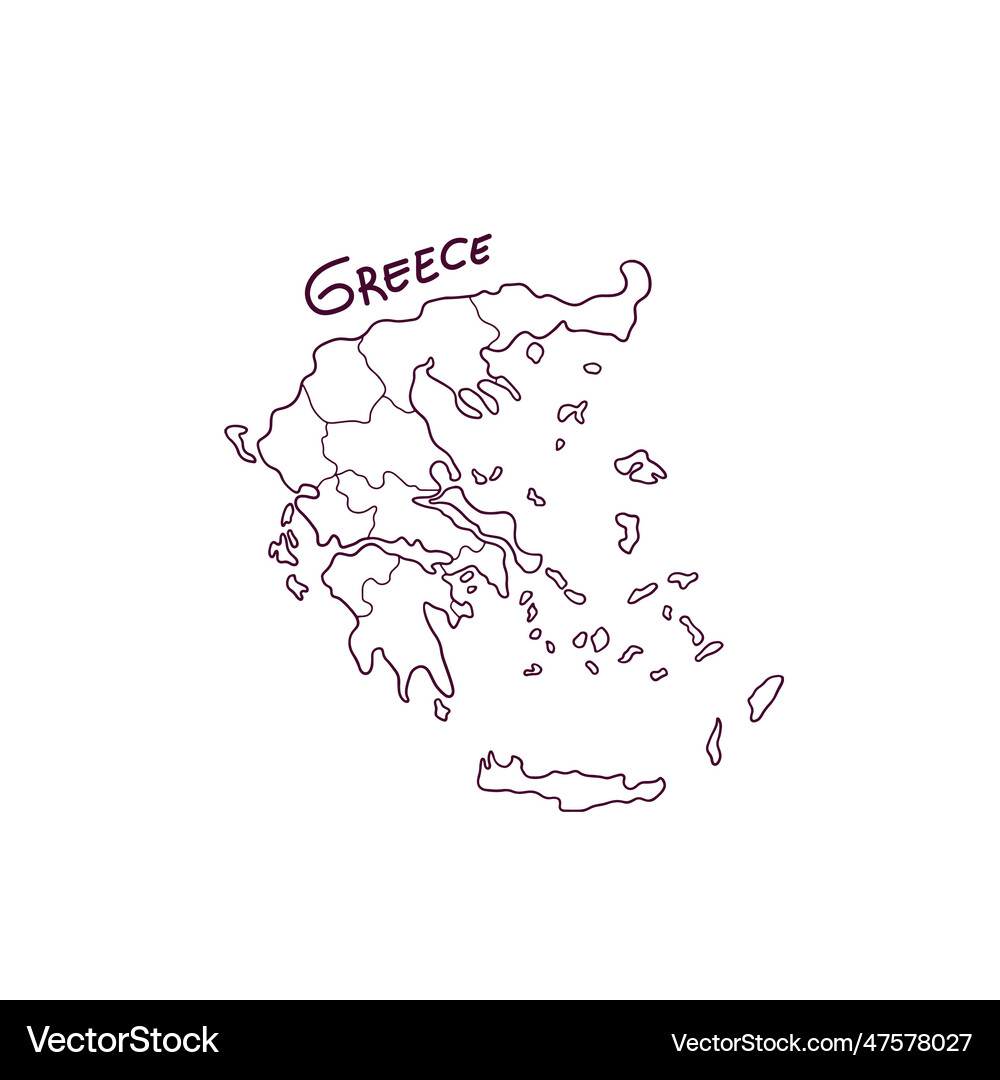 Hand drawn doodle map of greece Royalty Free Vector Image