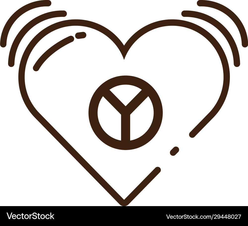 Heart with peace symbol icon line style Royalty Free Vector