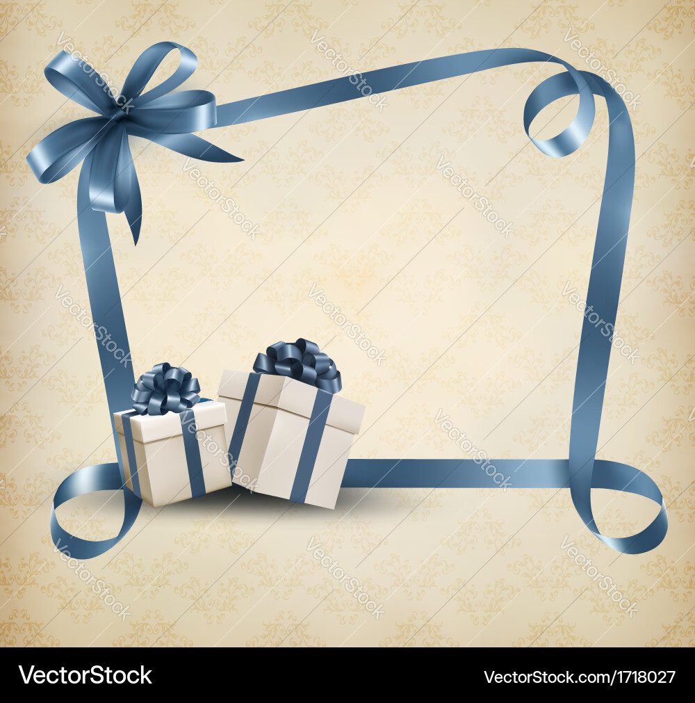 Holiday background with gift ribbon box Royalty Free Vector