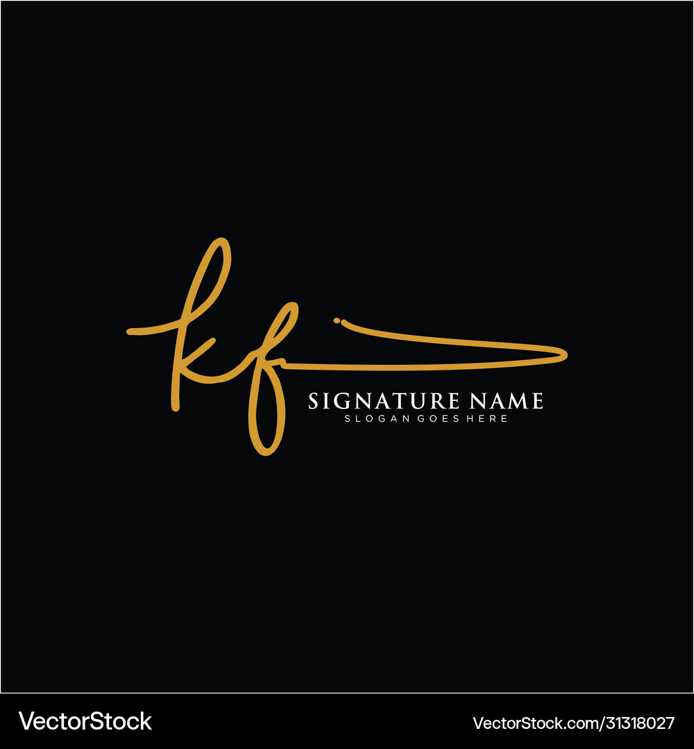 Letter kf signature logo template Royalty Free Vector Image