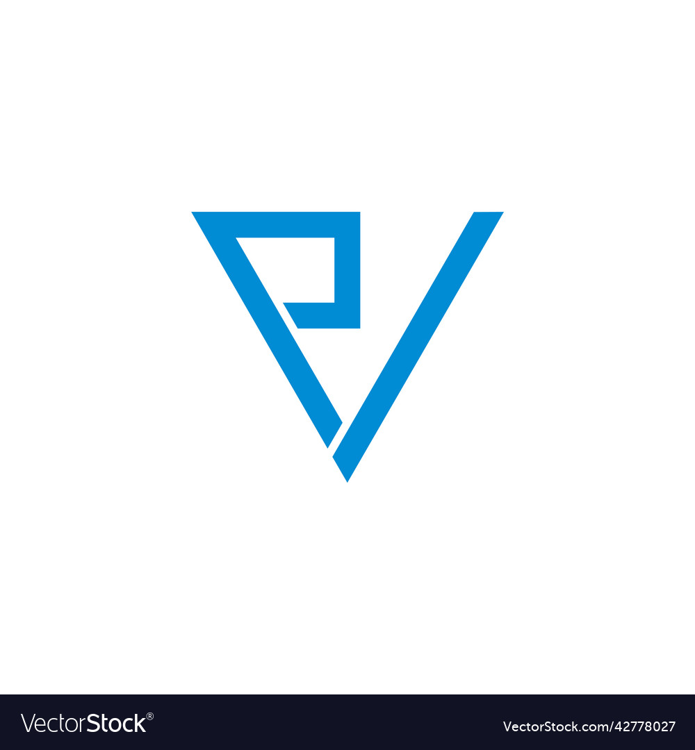 Letter pv simple linked line geometric logo Vector Image