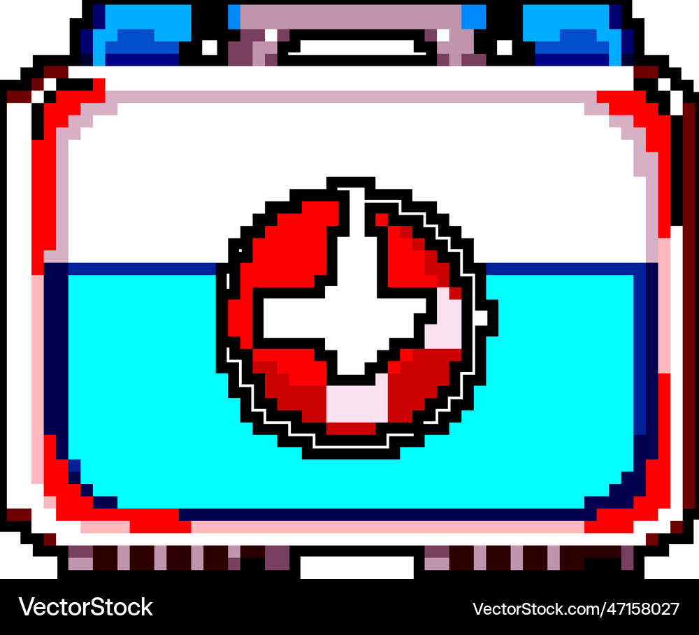 Medicine first aid kit game pixel art Royalty Free Vector