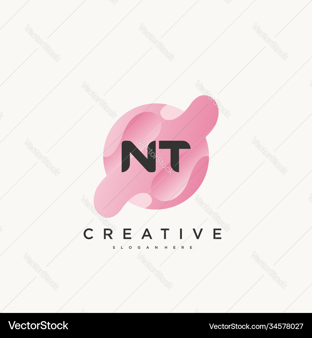 Nt initial letter colorful logo icon design Vector Image