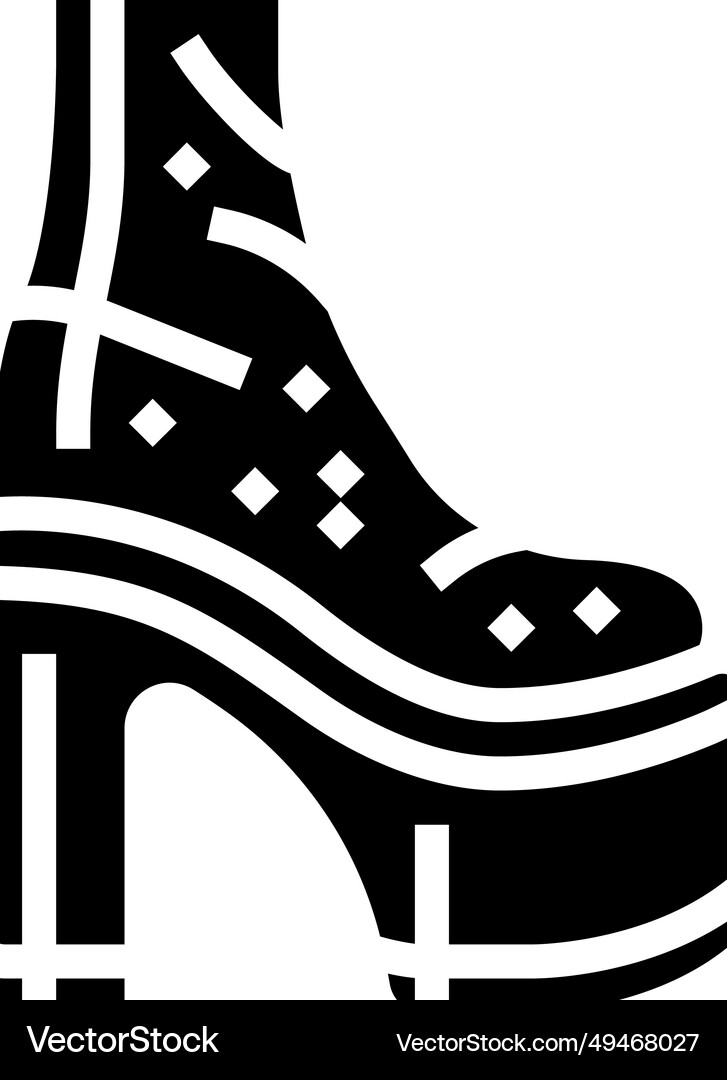 Platform shoes disco party glyph icon Royalty Free Vector