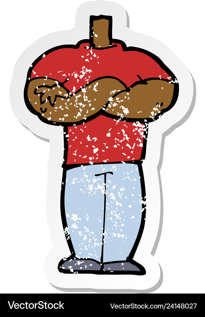 Retro distressed sticker a cartoon body Royalty Free Vector