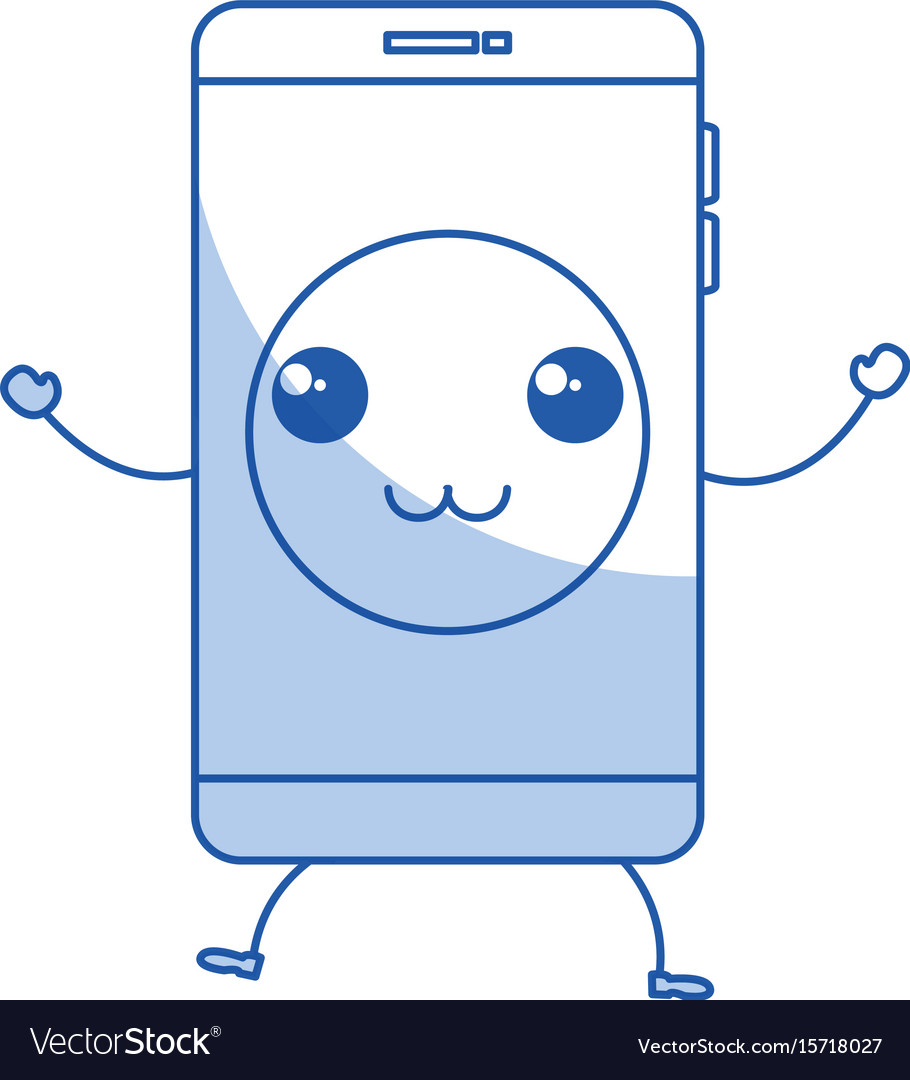 Smartphone device kawaii character Royalty Free Vector Image