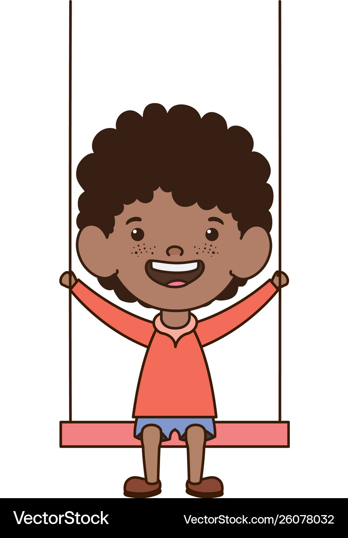 Baby boy in swing smiling on white background Vector Image