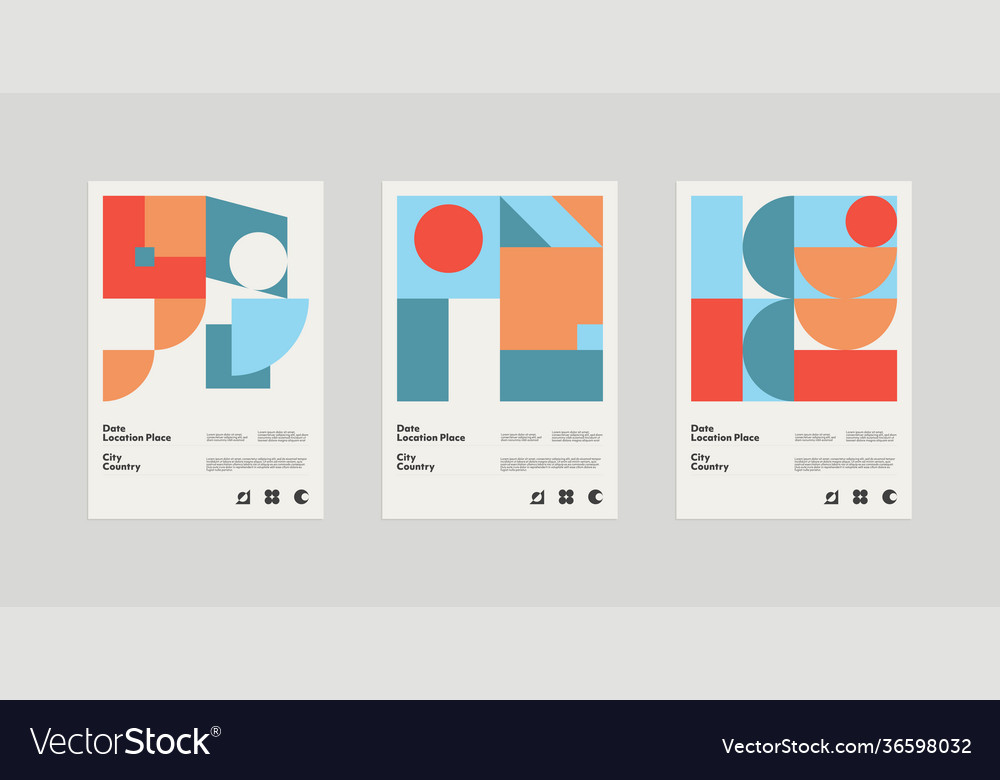 Bauhaus design poster mockup collection Royalty Free Vector