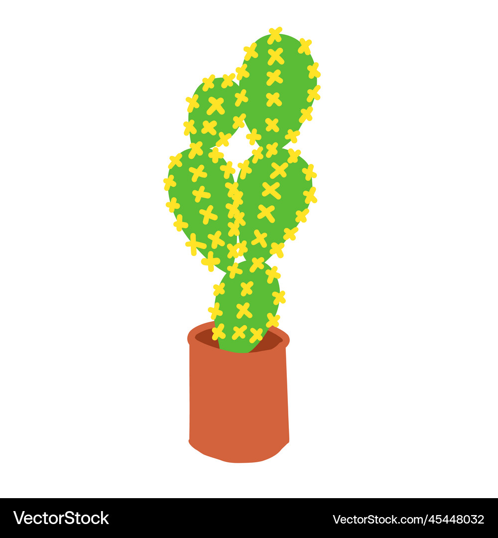 Cactus in cartoon flat style Royalty Free Vector Image