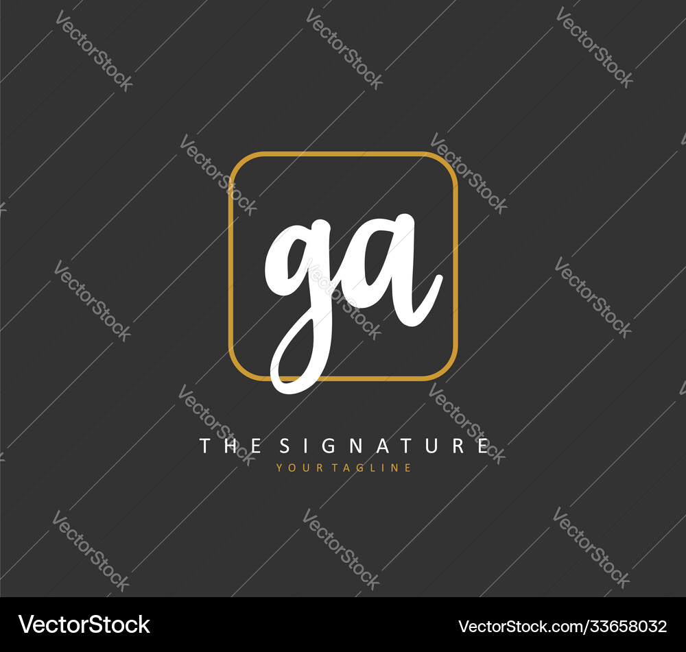 G a ga initial letter handwriting and signature Vector Image