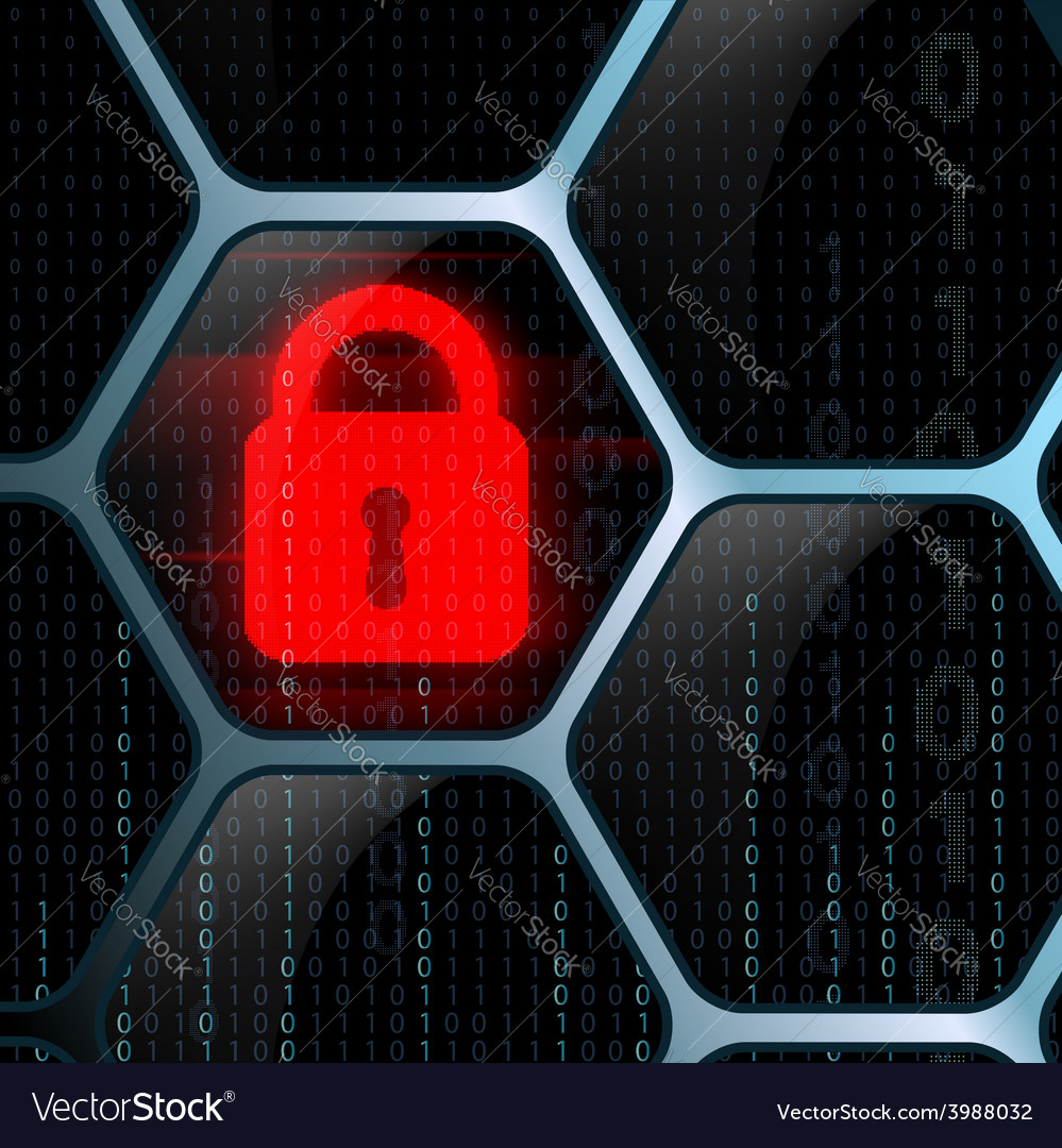 Glowing lock security system Royalty Free Vector Image