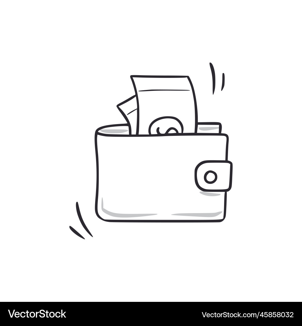 Money wallet doodle wallet dollar hand drawn Vector Image