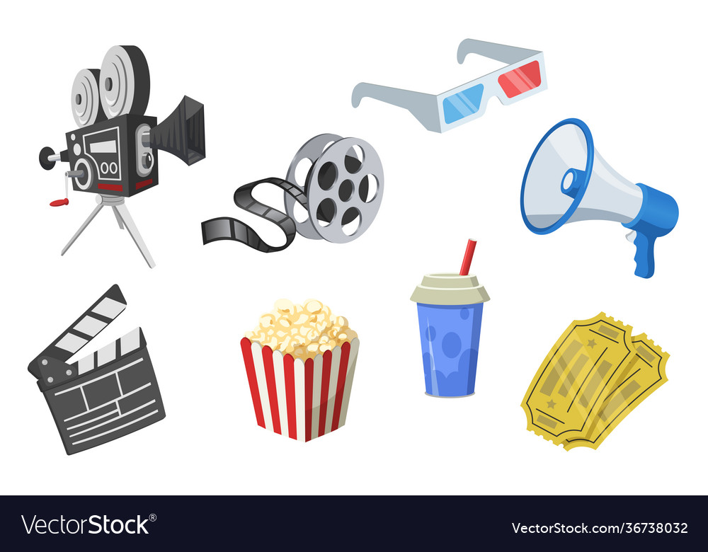 Movie elements set Royalty Free Vector Image - VectorStock