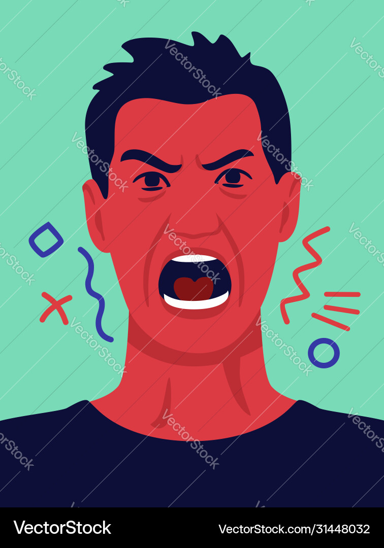 Red man in a bad mood yelling violently Royalty Free Vector