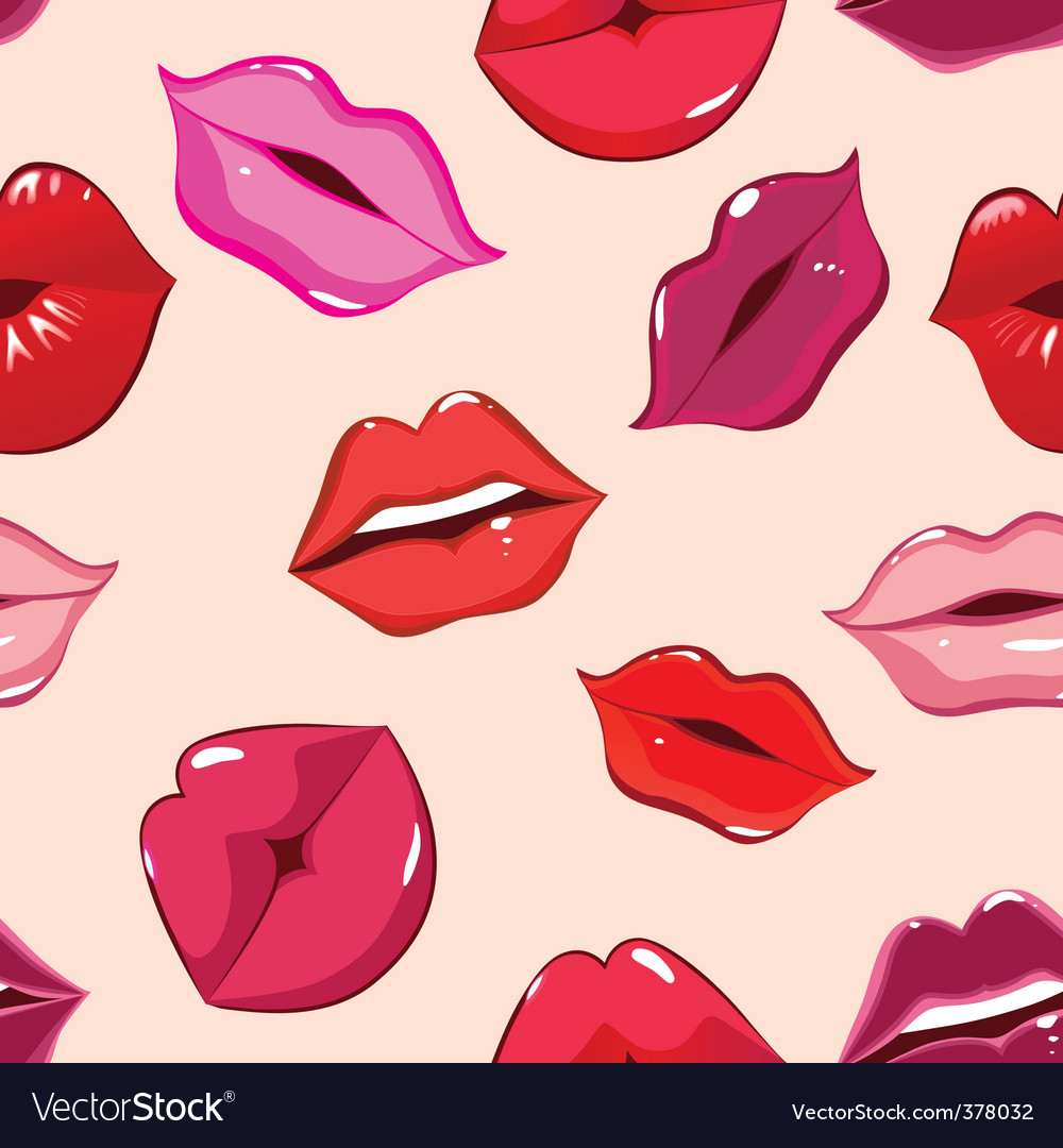 Seamless pattern print lips Royalty Free Vector Image