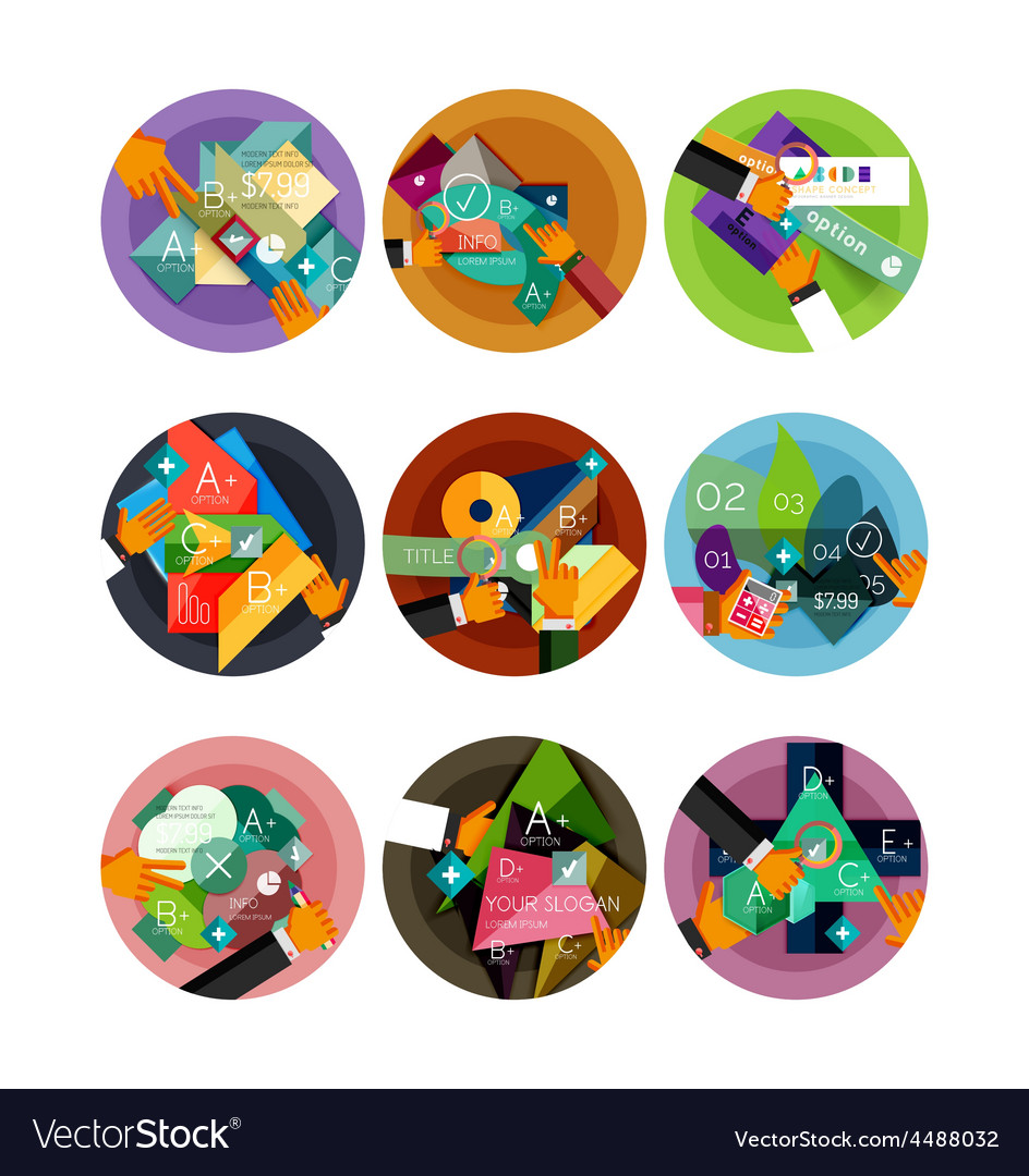 Set of flat design circle infographic icons Vector Image