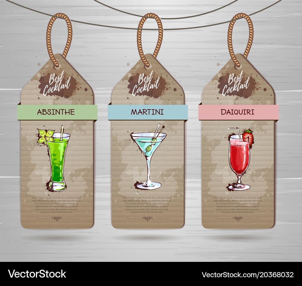 Set of restaurant labels cocktail menu design Vector Image