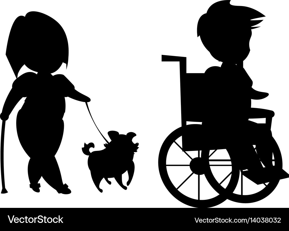 Silhouette of disabled people Royalty Free Vector Image