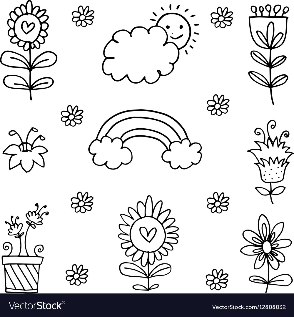 Spring theme doodles Royalty Free Vector Image