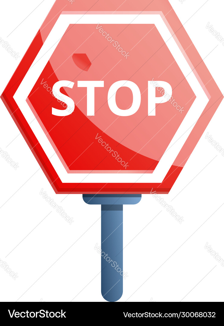 Stop road sign icon cartoon style Royalty Free Vector Image