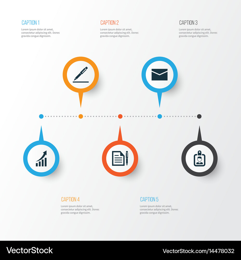Trade icons set collection id badge Royalty Free Vector