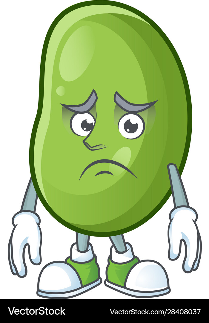 Afraid green beans cartoon character mascot design