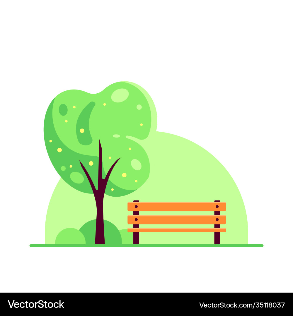 Bench in spring or summer city park flat style Vector Image