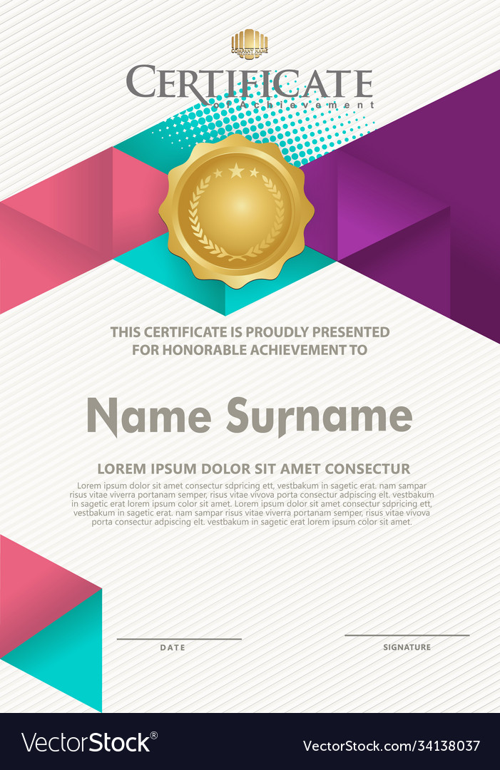 Certificate template with texture modern pattern Vector Image