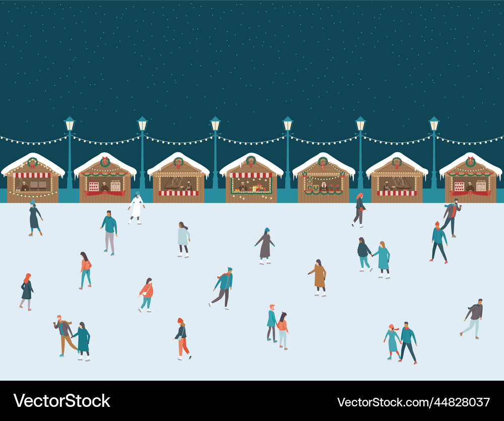 Christmas Ice Skating Fair Royalty Free Vector Image