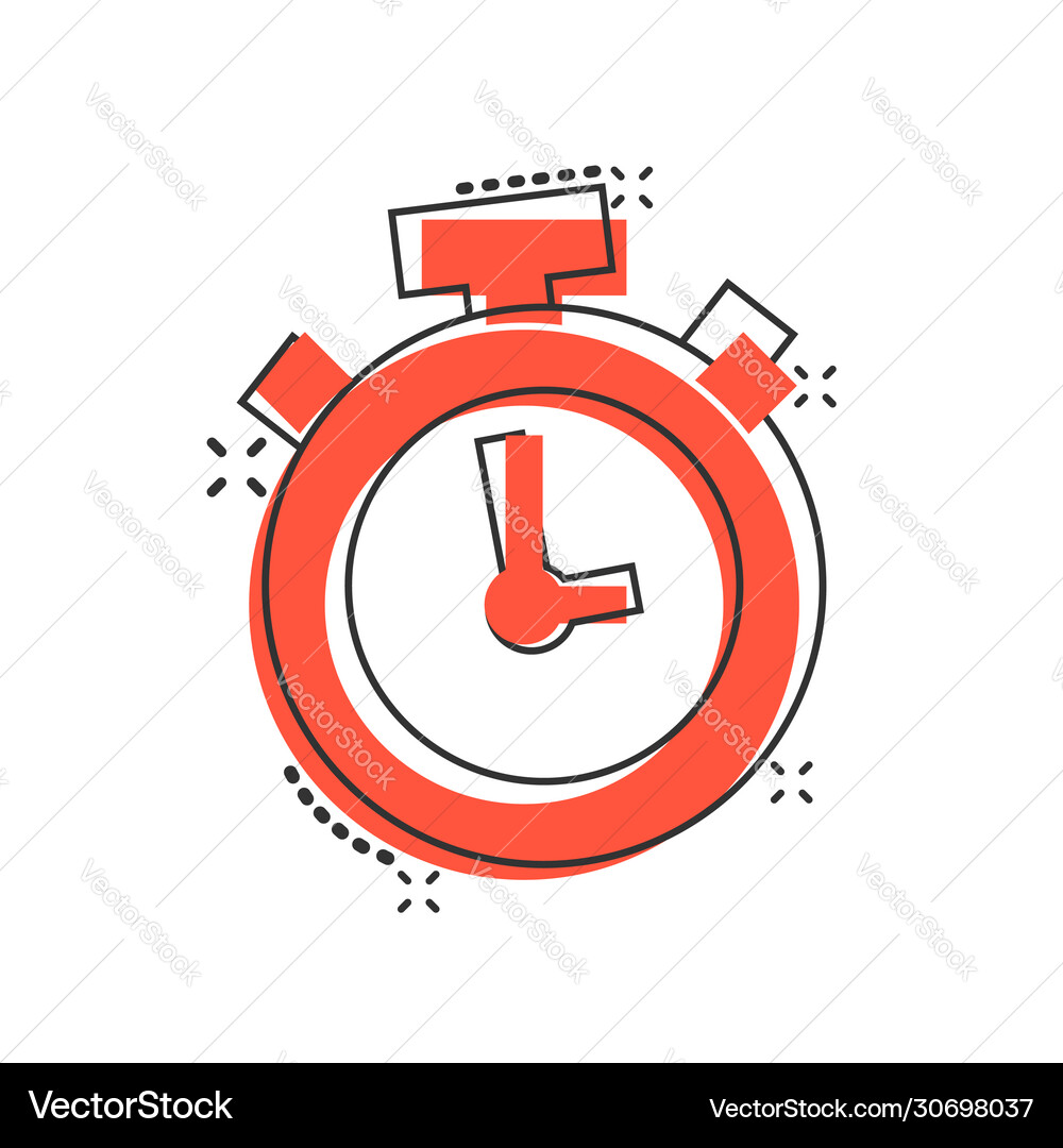 Clock icon in comic style watch cartoon on white Vector Image