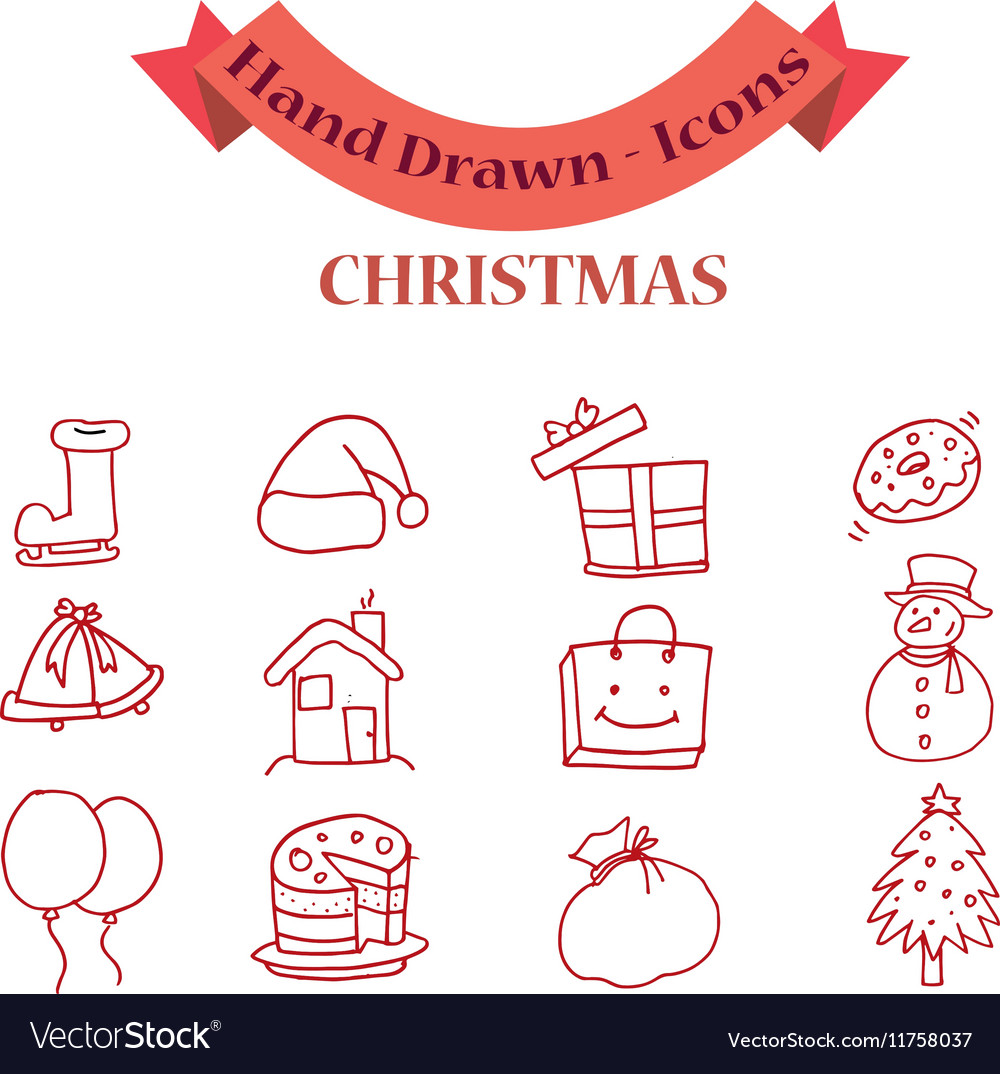 Collection icon of christmas set Royalty Free Vector Image