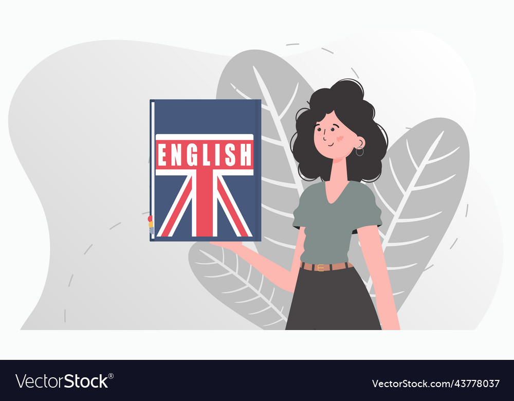 Concept of learning english a woman holds Vector Image