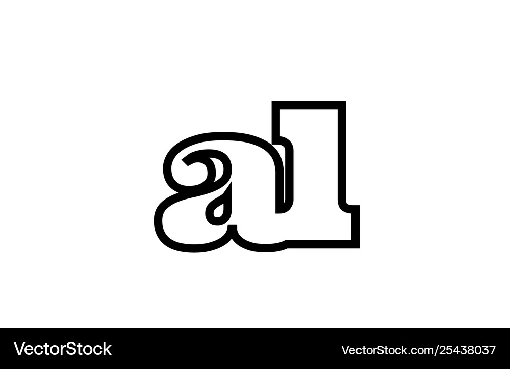 Connected al a l black and white alphabet letter Vector Image
