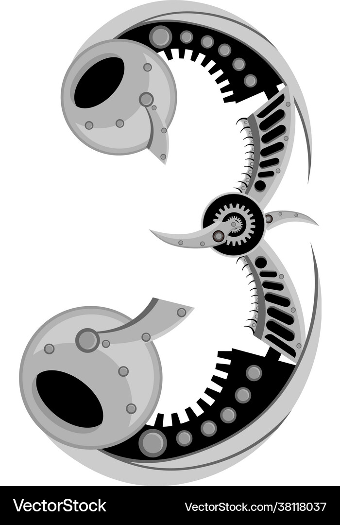 Digit is number 3 in metal style Royalty Free Vector Image