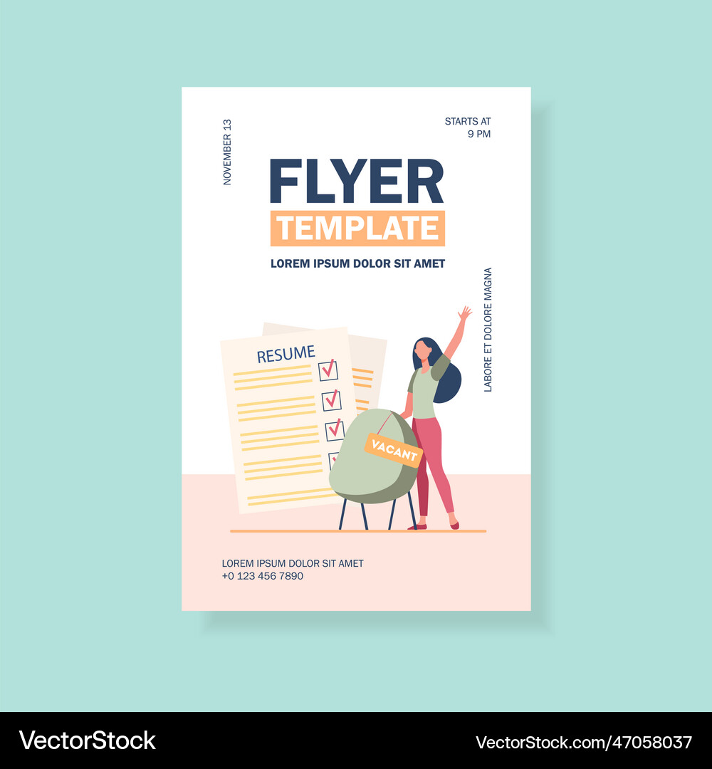 Female employee looking for vacant position Vector Image