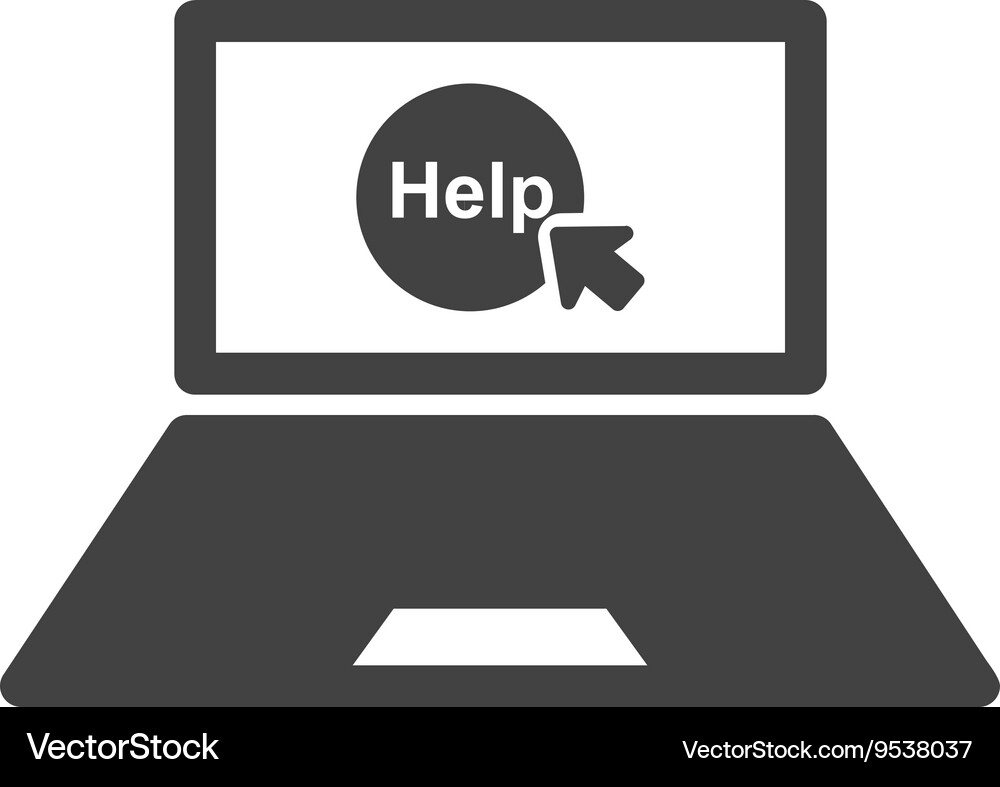 Help on laptop Royalty Free Vector Image - VectorStock